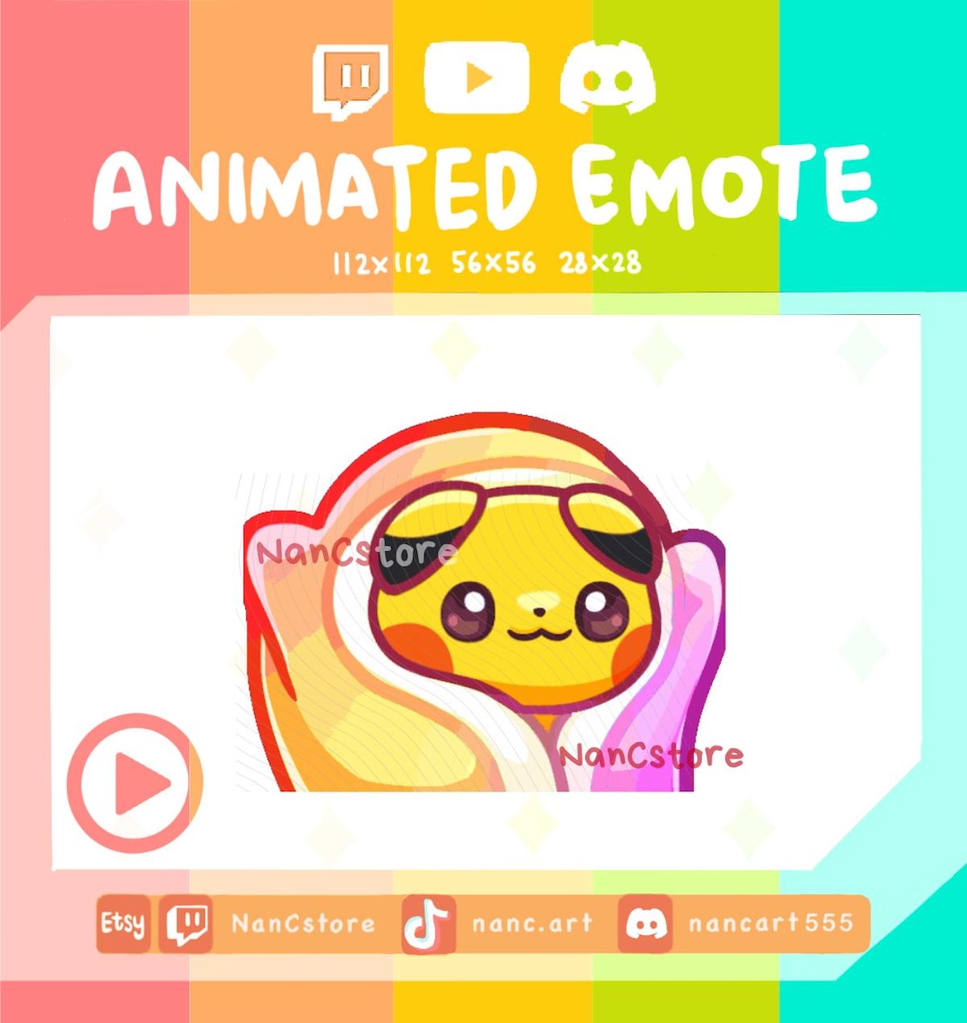 Pikachu Dance Animated Emote | RAVE Rainbow Twitch Discord (digital ...