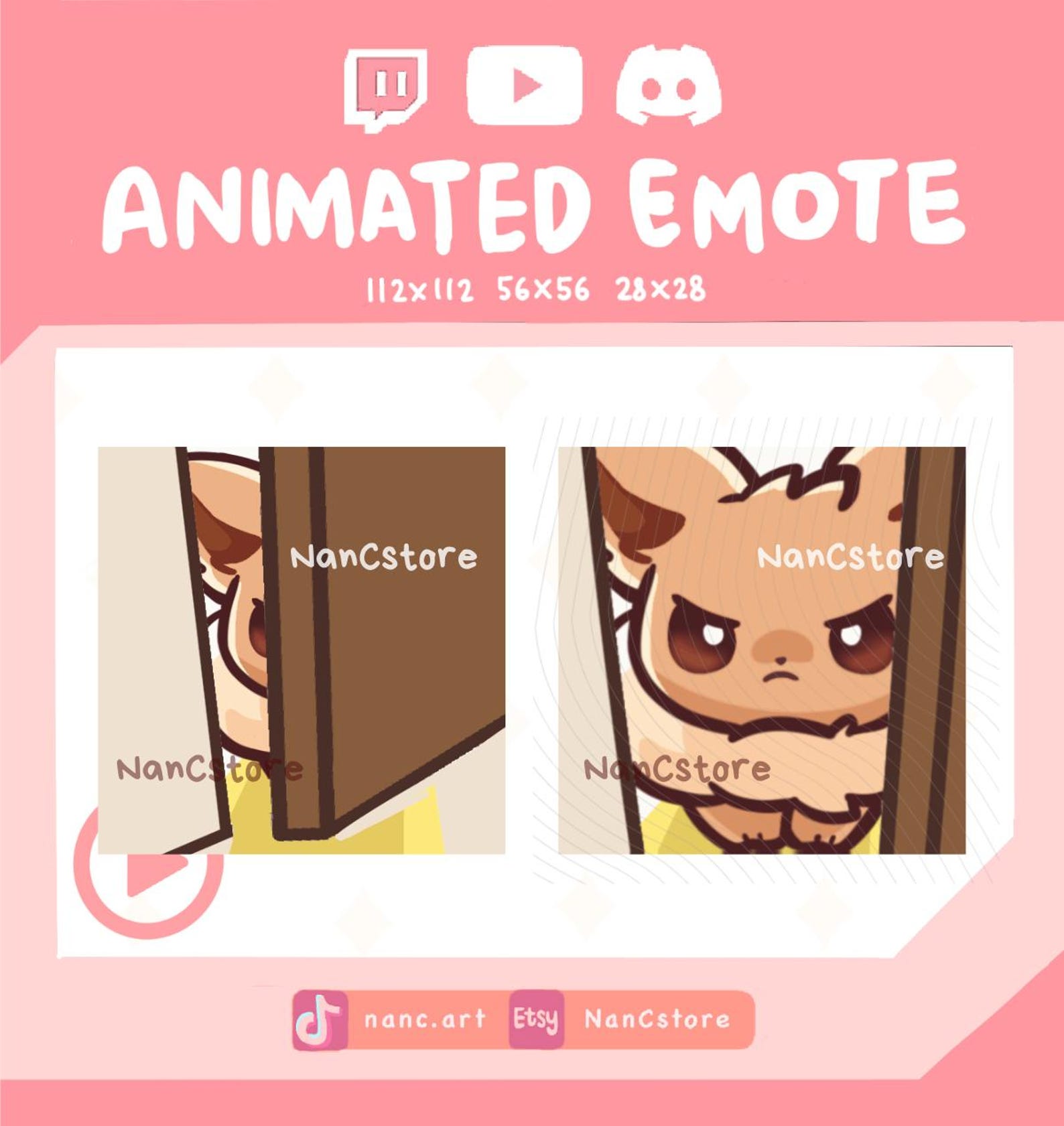 Eevee Angry Staring Behind the Door Animated Emote | Emoji for Twitch ...