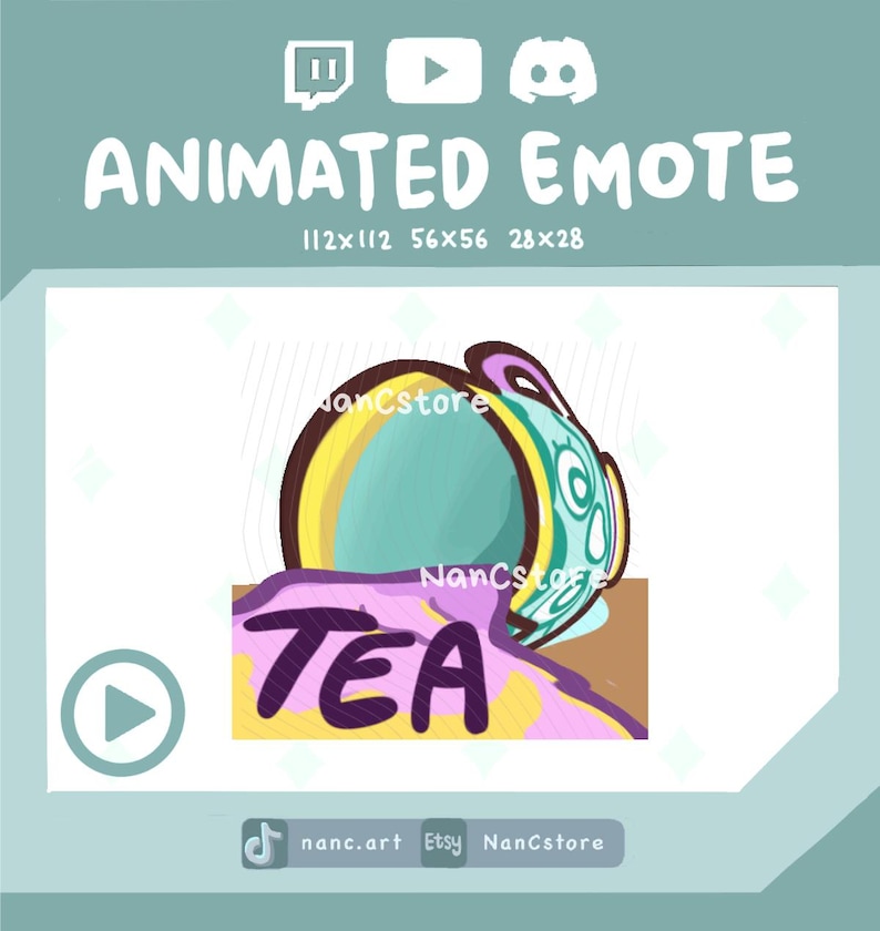 Animated Sinistea Spill the Tea Emotes | Pokemon Streaming Kawaii Emoji ...