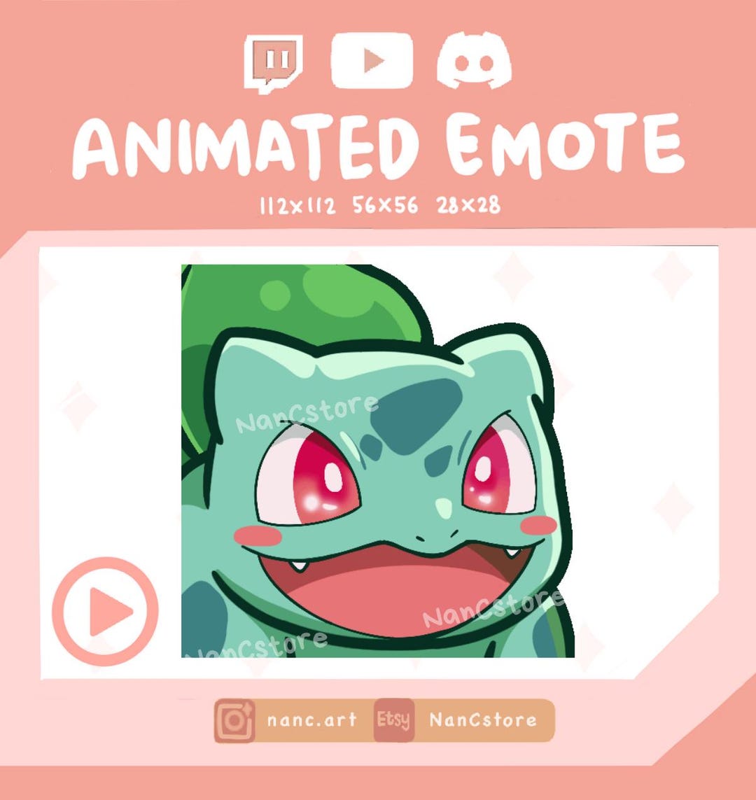 Excited Bulbasaur Animated Emotes | 2 Variations | Cute Pokemon Emoji ...