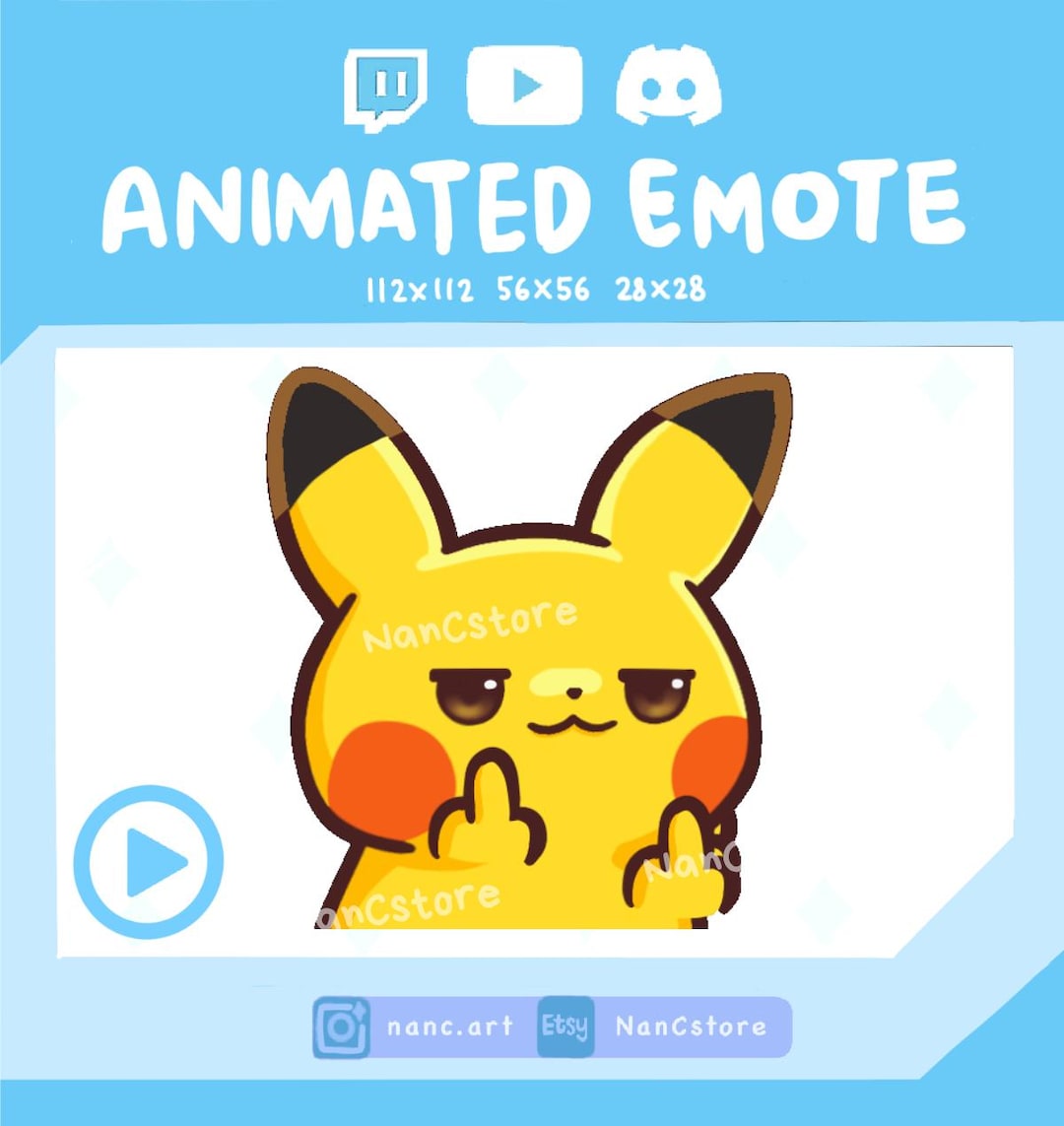 Middle Finger Pikachu Animated Emote | Twitch Discord | Funny Flipping ...