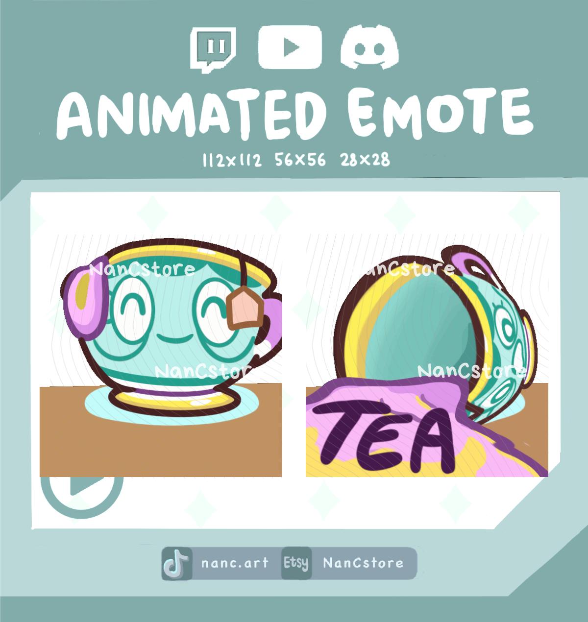 Animated Sinistea Spill the Tea Emotes | Pokemon Streaming Kawaii Emoji ...