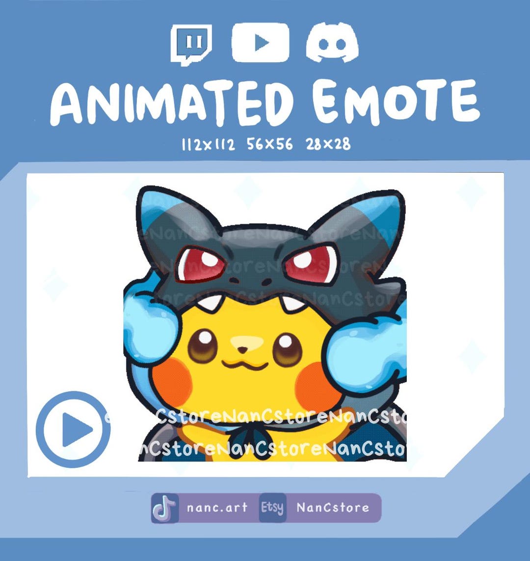 Animated Dancing Pikachu in Mega Charizard X Hat Emotes | Twitch ...
