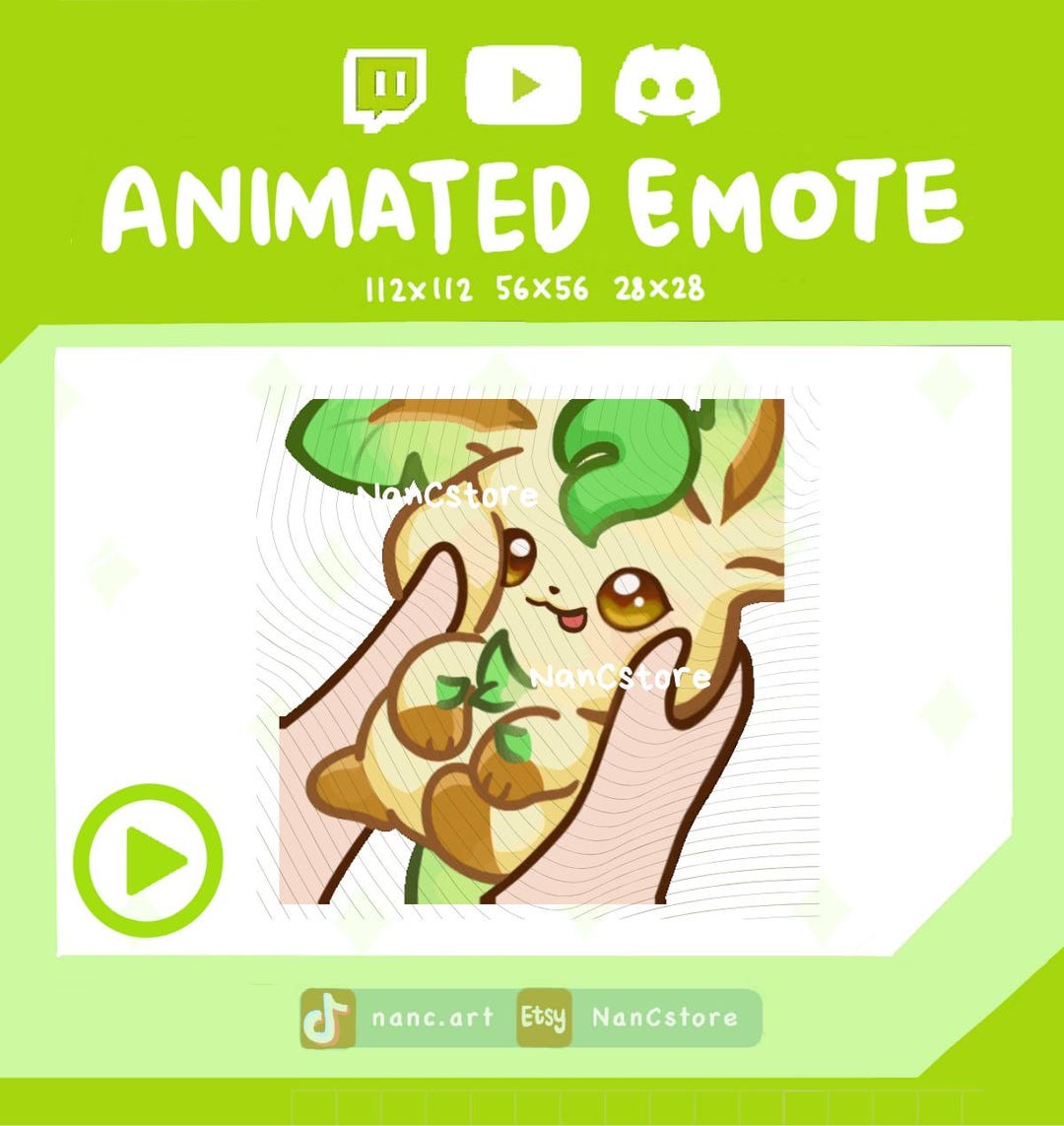 Animated Squishy Leafeon Emotes | Chibi Eeveelution Pokemon | Streaming ...