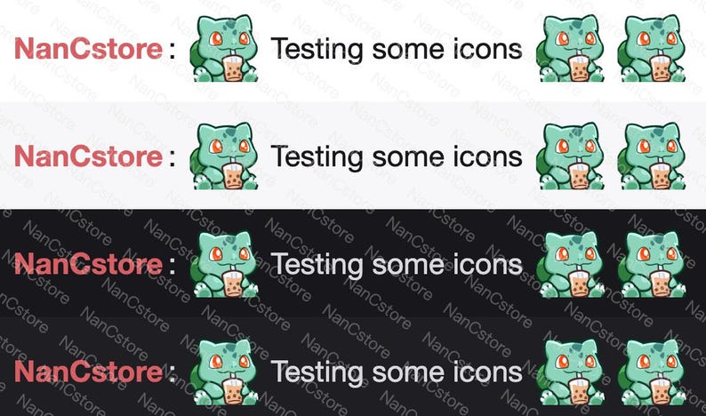 Animated Bulbasaur Drinking Boba Emotes | Cute Pokemon | Twitch Discord ...
