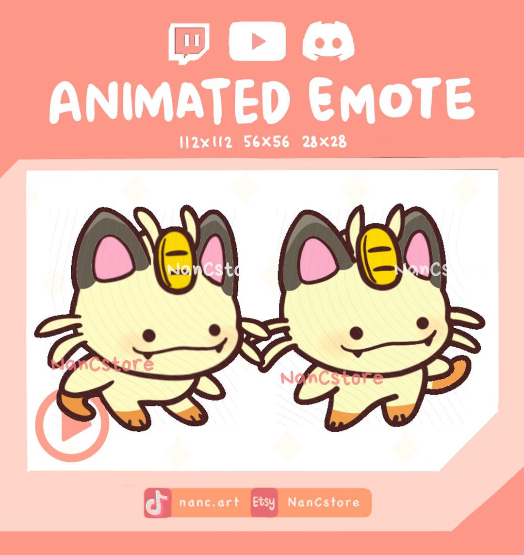 Animated Meowth Wiggle Dance Emotes | Kawaii Streaming Emoji Twitch ...
