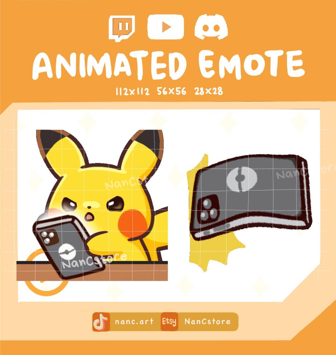 Angry Pikachu Throwing Phone and Smashed Animated Emotes | Twitch ...