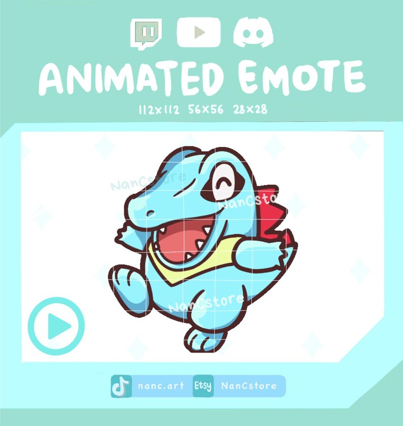 Animated Excited Totodile Emotes | Adorable Pokemon | Streaming Chats ...