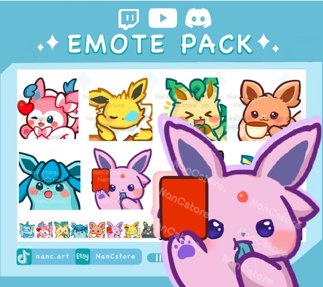 Cute Eeveelutions Emote Pack — 8 Emotes for Streaming | Instant ...