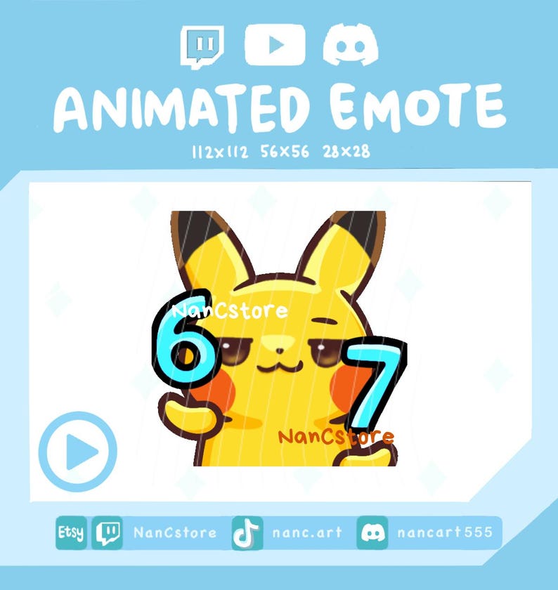 Pikachu 67 Animated Emotes Alert | Adorable Pokemon Streaming Emoji ...