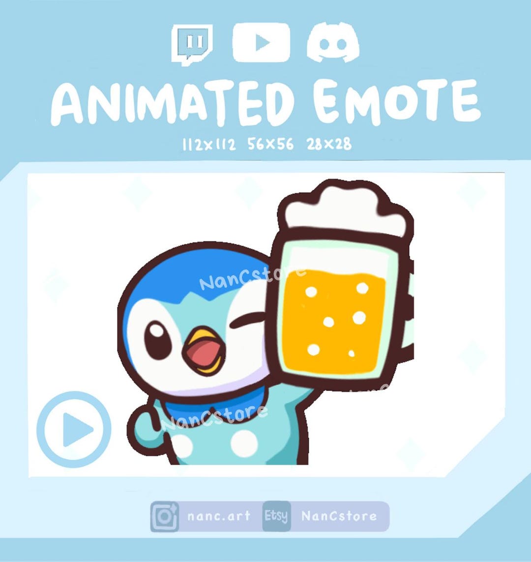 Excited Piplup Cheers Animated Emotes | Streaming Cartoon Emoji | Ready ...
