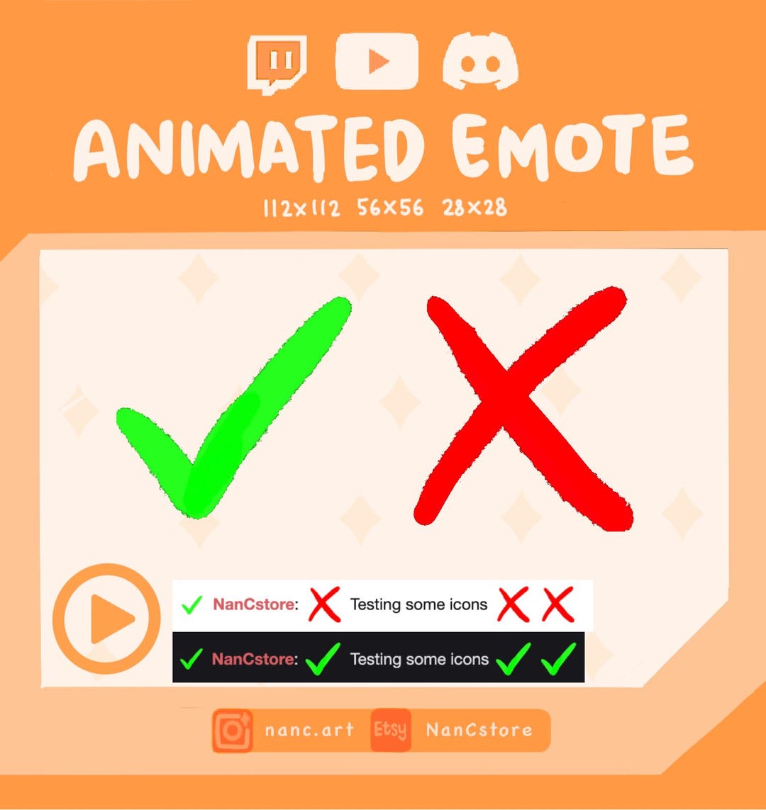 Animated Green Tick and Red Cross Emotes | Streaming Emote| Ready to ...