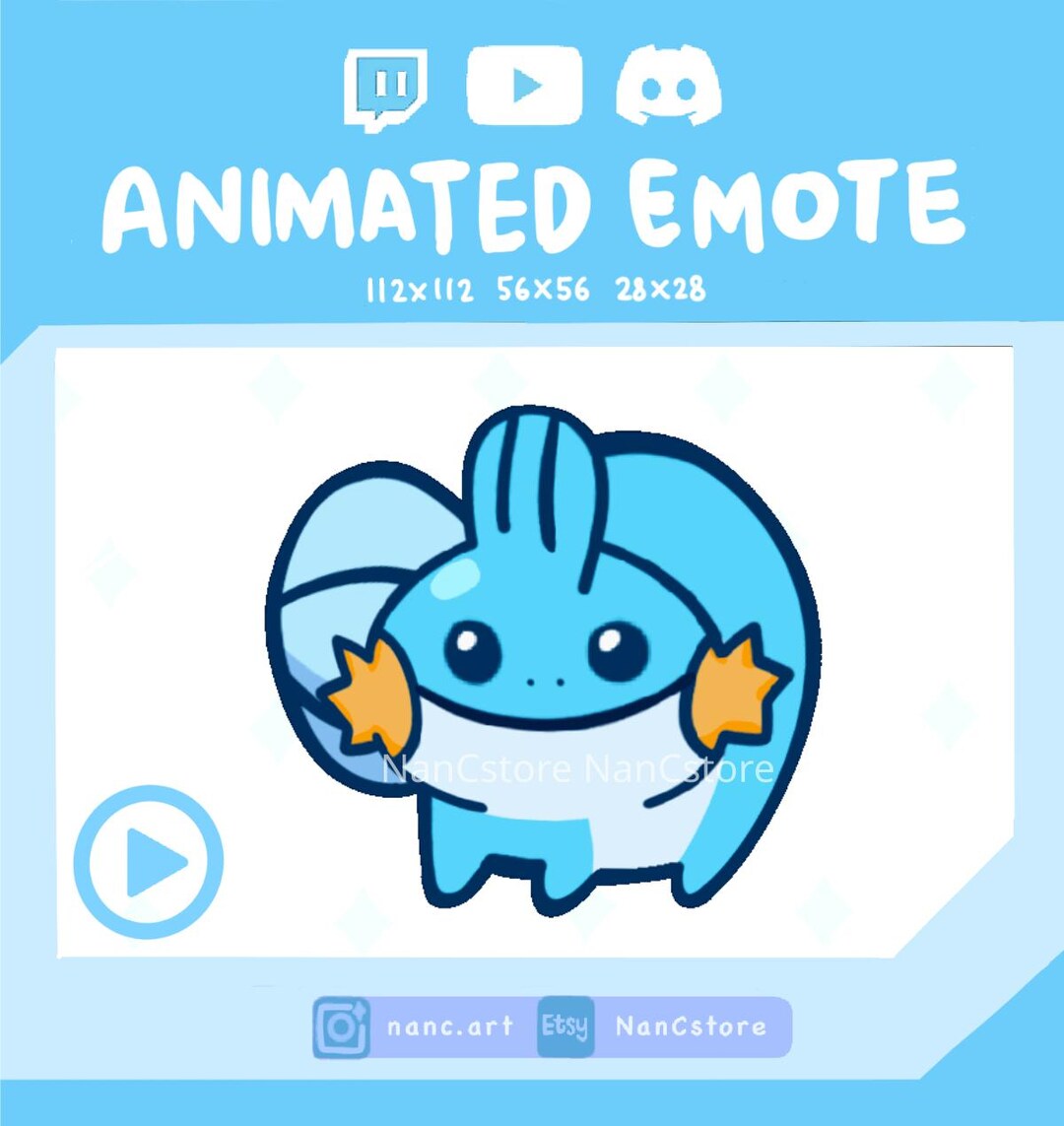 Animated Adorable Mudkip Wiggle Dancing Emotes | Kawaii Cute Pokemon ...