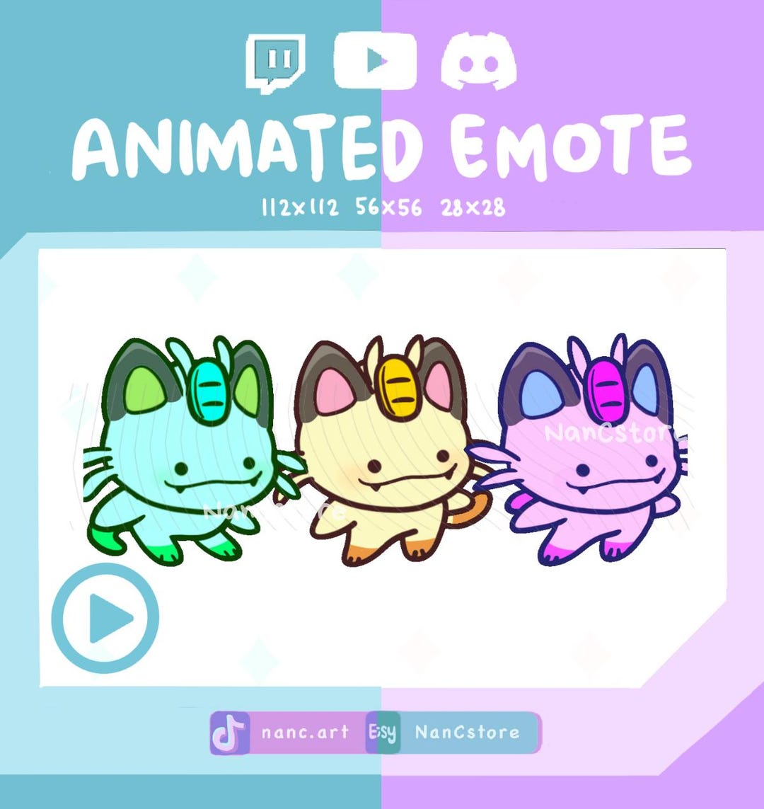 Animated Meowth Wiggle Dance Emotes | 2 Versions | Streaming Twitch ...