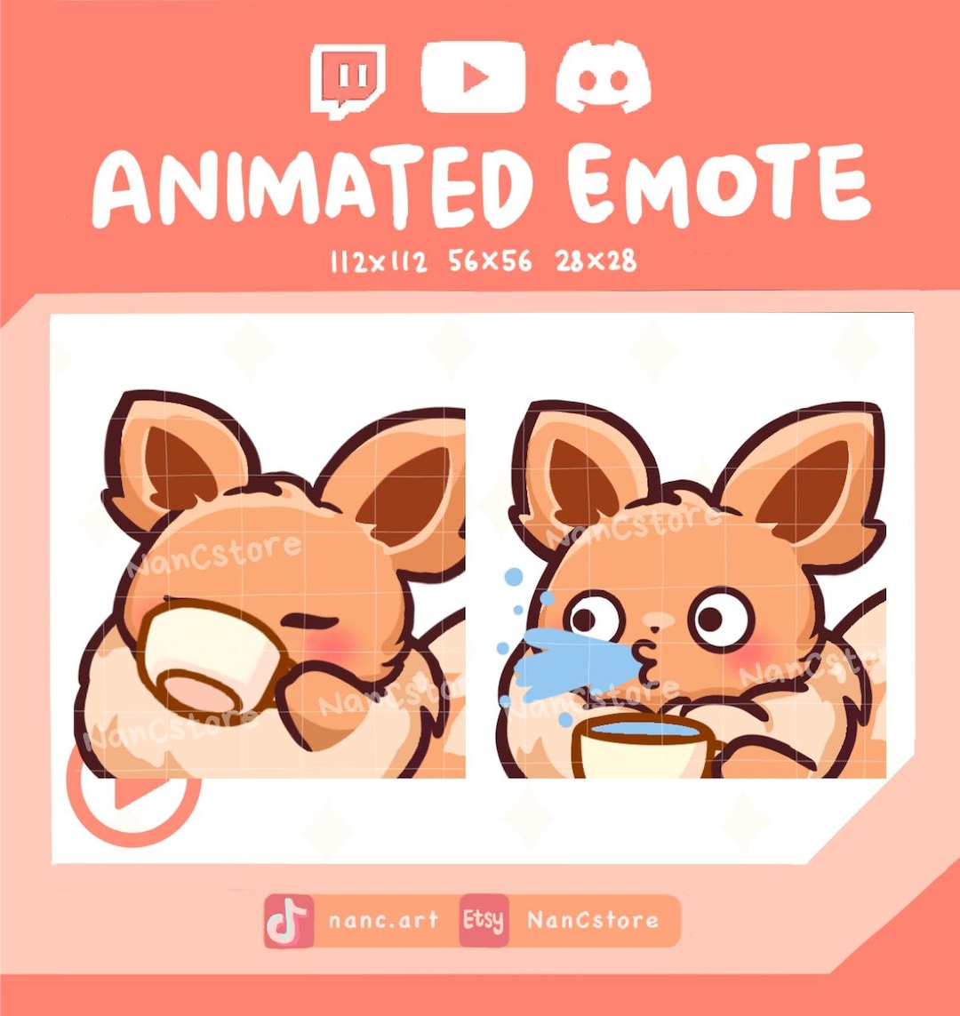 Animated Eevee Drinking and Spitting Out Water Emotes | Cute Streaming ...