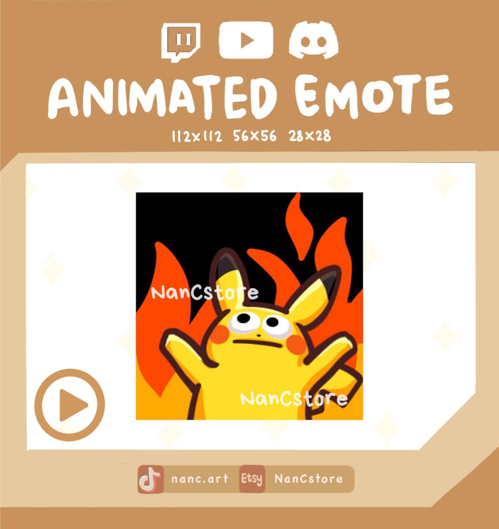 Flaming Pikachu Animated Emote | Pokemon Streaming Emoji | Burn It Meme ...