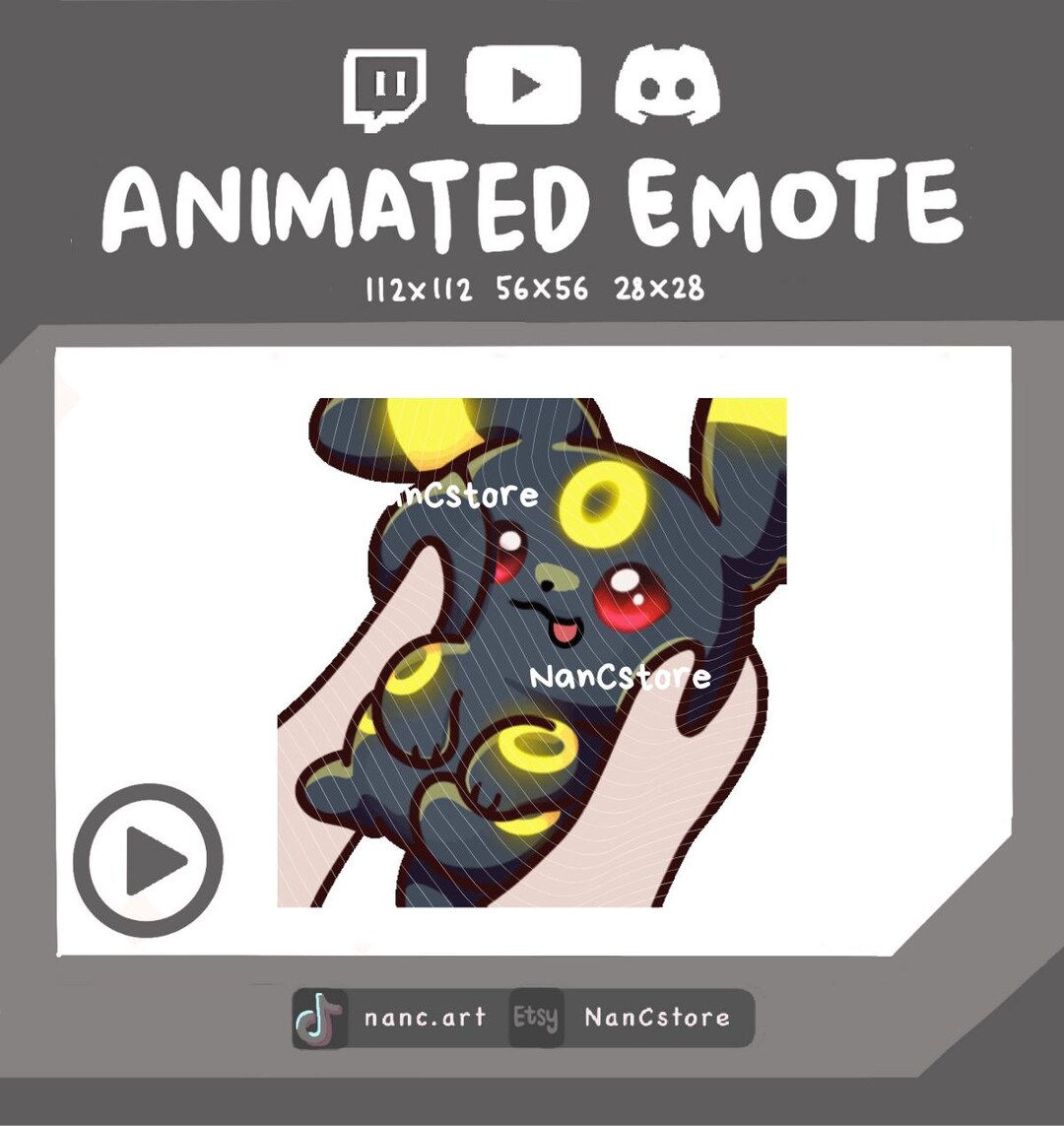 Animated Adorable Umbreon Emotes | Kawaii Eevee Pokemon Streaming Emoji ...