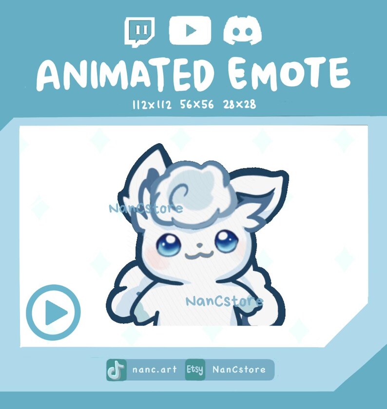 Kawaii Alolan Vulpix Animated Emotes | Twitch Discord Streaming Gamer ...