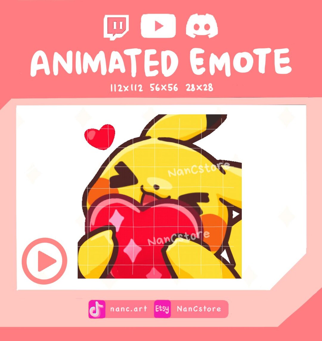 Animated Twitch Emotes | Cute Pikachu Love Holding Heart | Hug | Sub ...
