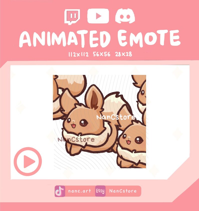 Animated RAID Eevee Emotes | Cute Pokemon | Streaming Asset Kawaii ...
