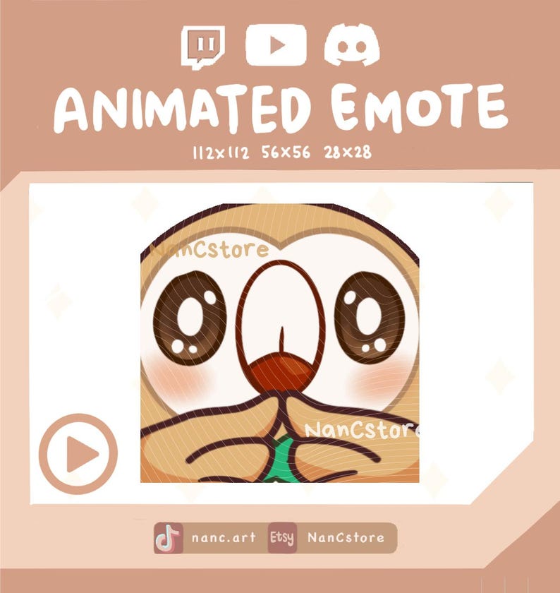 Emotes animados de Rowlet tímido y pobre / Pokémon kawaii / Emoji ...