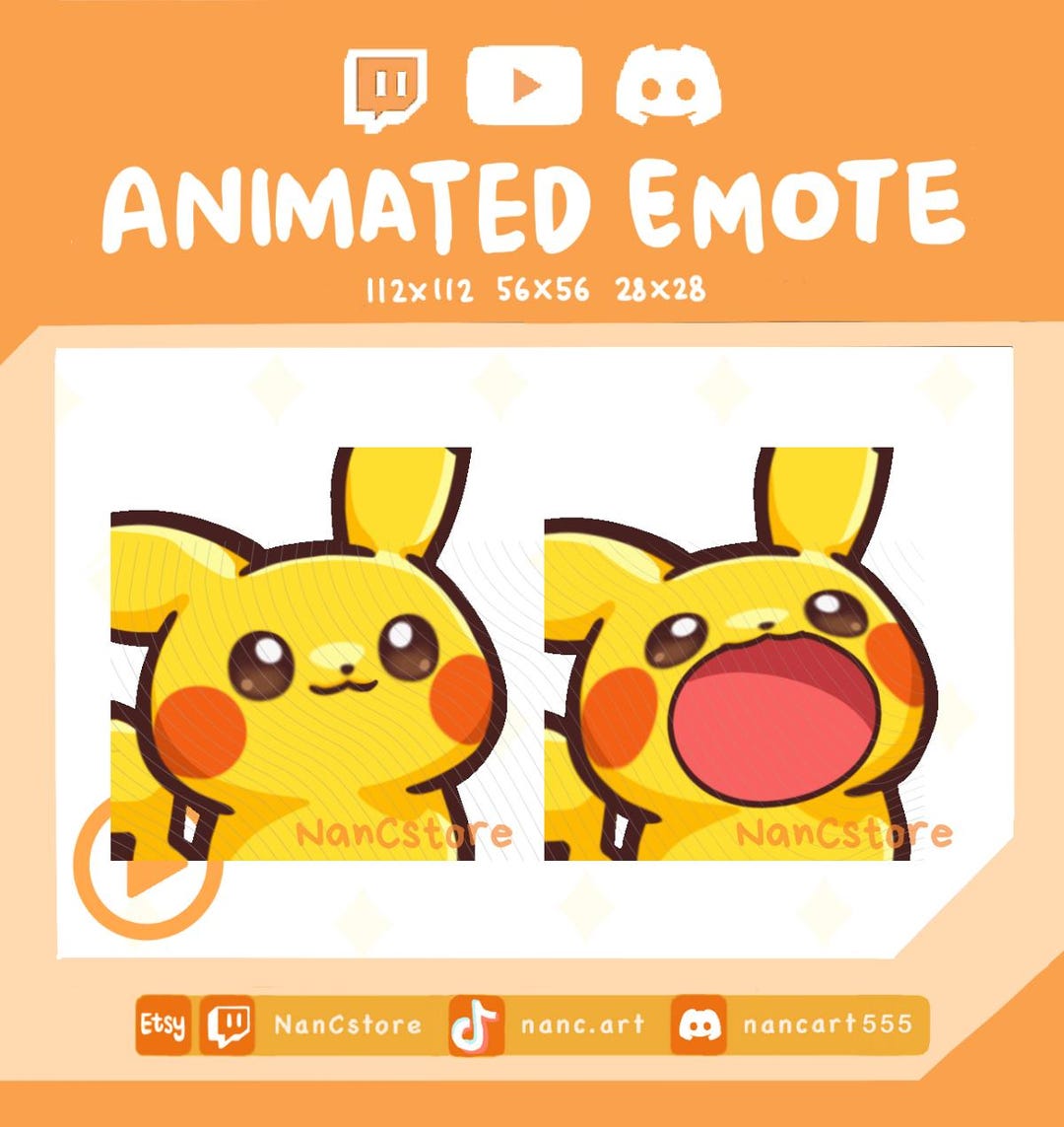 Animated Pikachu Mouth Open Closed Emote | Ready to Use | Adorable ...