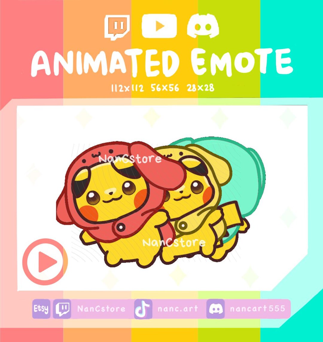 Spinning Dance Rainbow Hat Pikachu Animated Emote | Funny Twitch ...