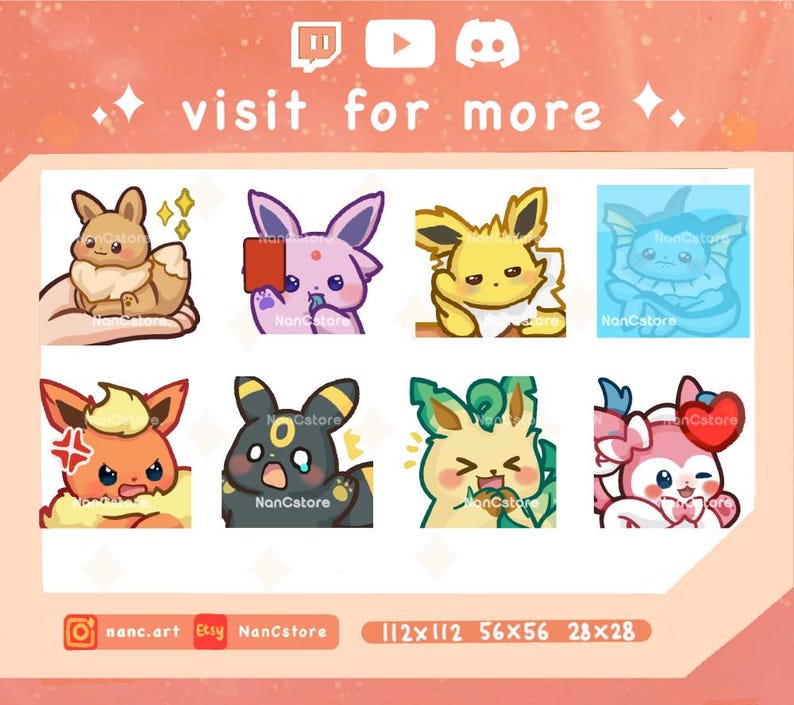 Animated Squishy Shiny Sylveon Emotes | Chibi Eeveelution Pokemon ...