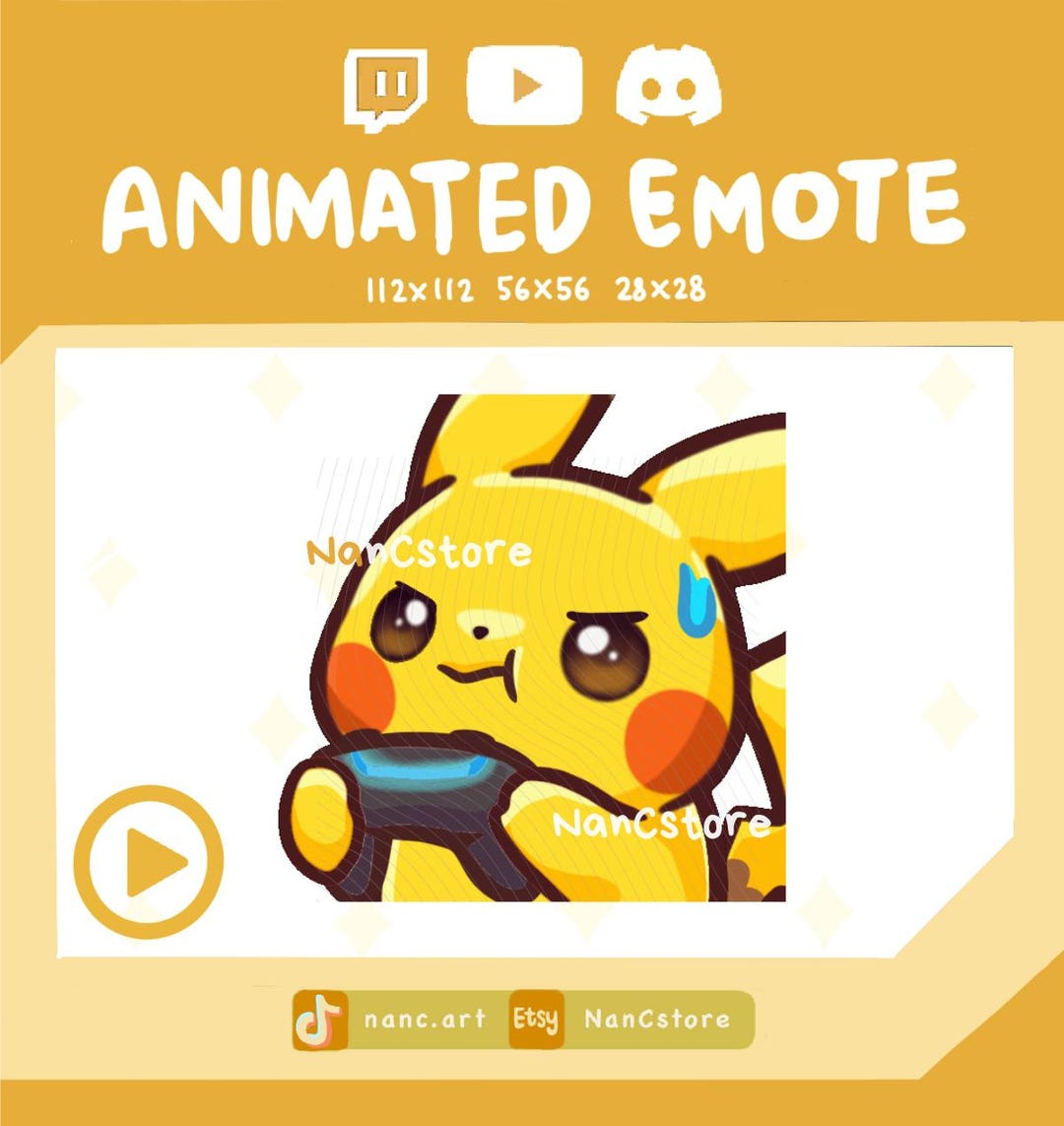 Anxious Gamer Pikachu Holding Controller Animated Emotes | Cute Pokemon ...