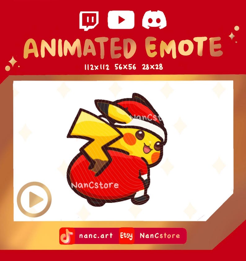 Christmas Twerk Pikachu Animated Emotes | Adorable Pokemon Streaming ...