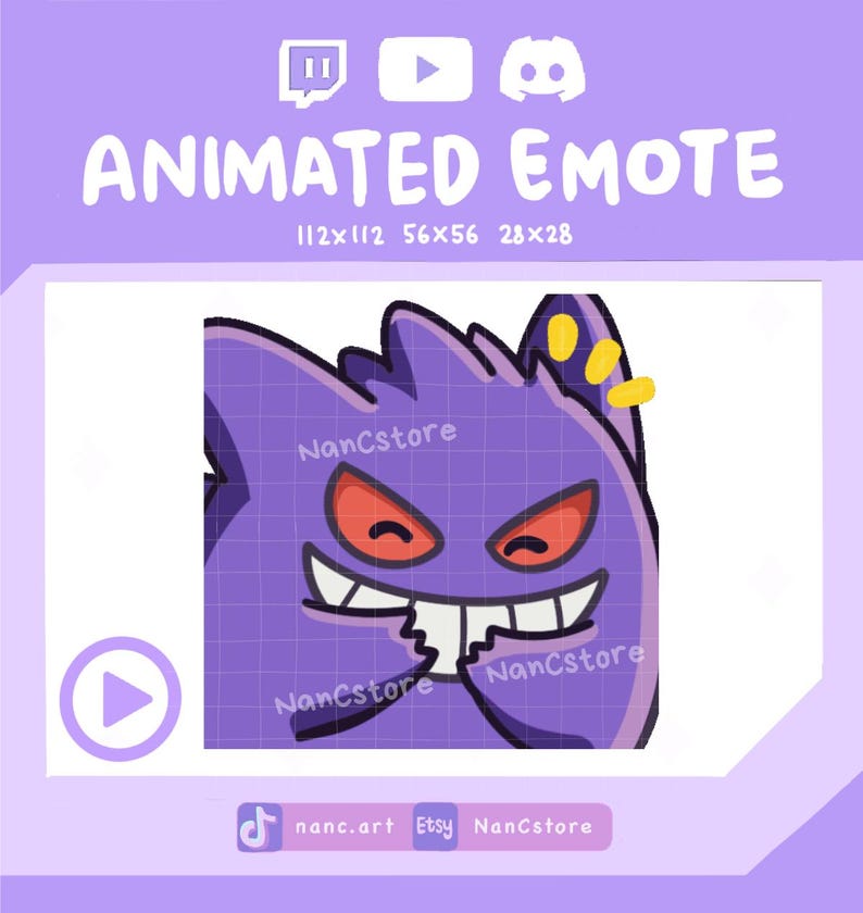 Animated Laughing Gengar Emotes | Chibi Pokemon | Streaming Chats Asset ...