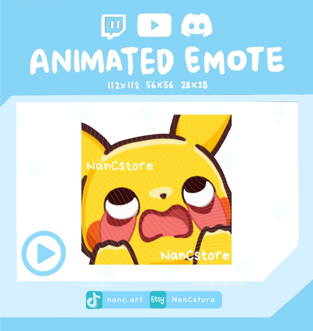 Animated OMG Pikachu Pulling Eye Bag Emote | Twitch Discord Streaming ...