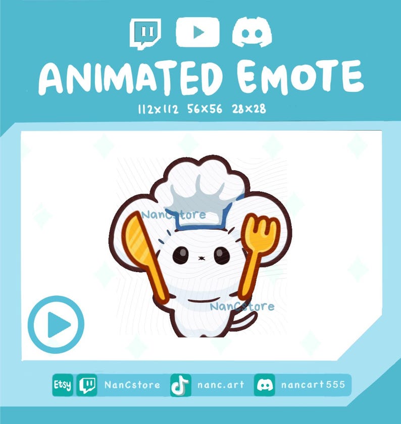 Hungry Chef Tandemaus Animated Emotes | Pokemon Mouse Emoji | Twitch ...