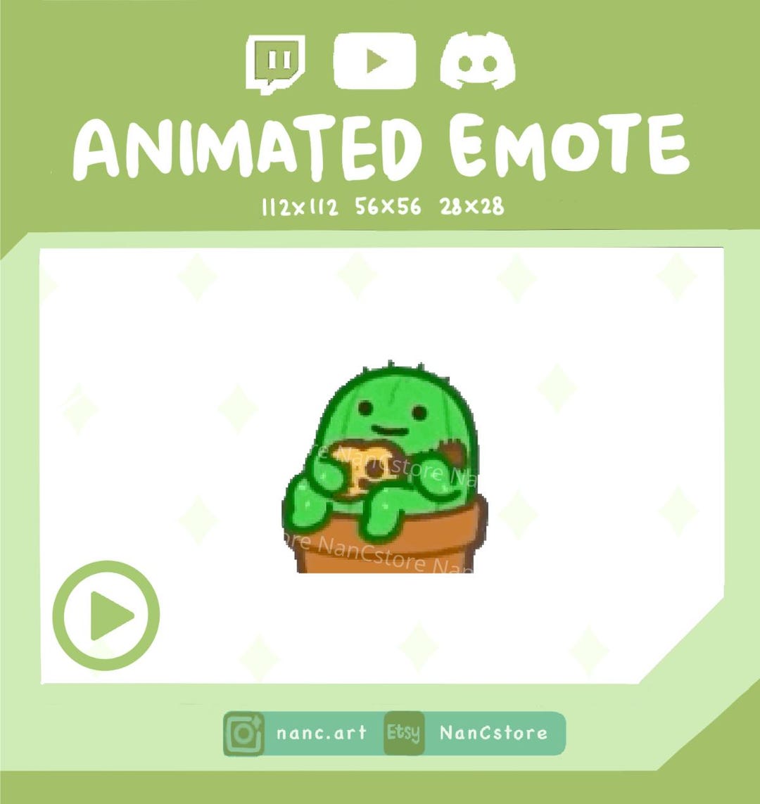 Animated Kawaii Cactus Playing Guitar Emote | Chibi Cute for Twitch ...