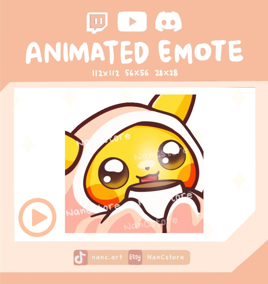 Animated Cozy Pikachu in Blanket With Drink Emotes | Twitch Stream ...