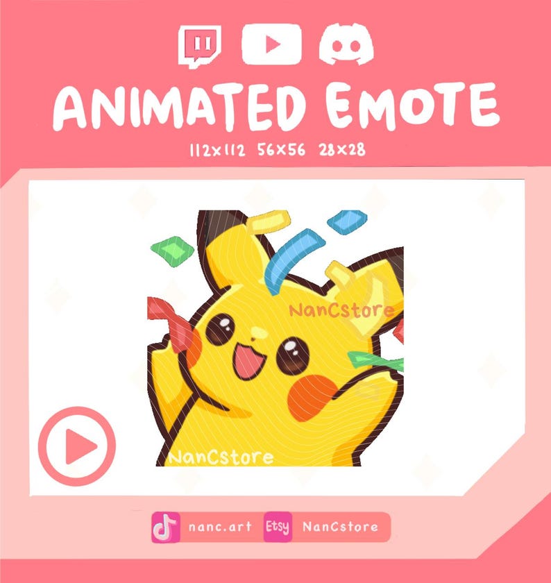 Happy Pikachu Throwing Confetti Like a Pro Animated Emotes | Cute ...