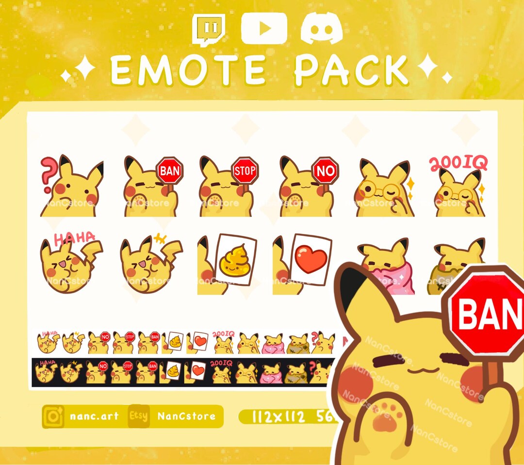 Smol Pikachu Emote Pack (C) — 12 Emotes for Streaming | Minimalist Set ...