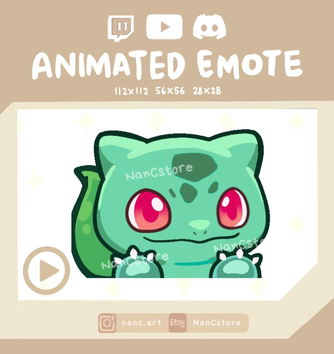 Adorable Bulbasaur Shaking Head Emote | Cute Reject OH NO Animation for ...