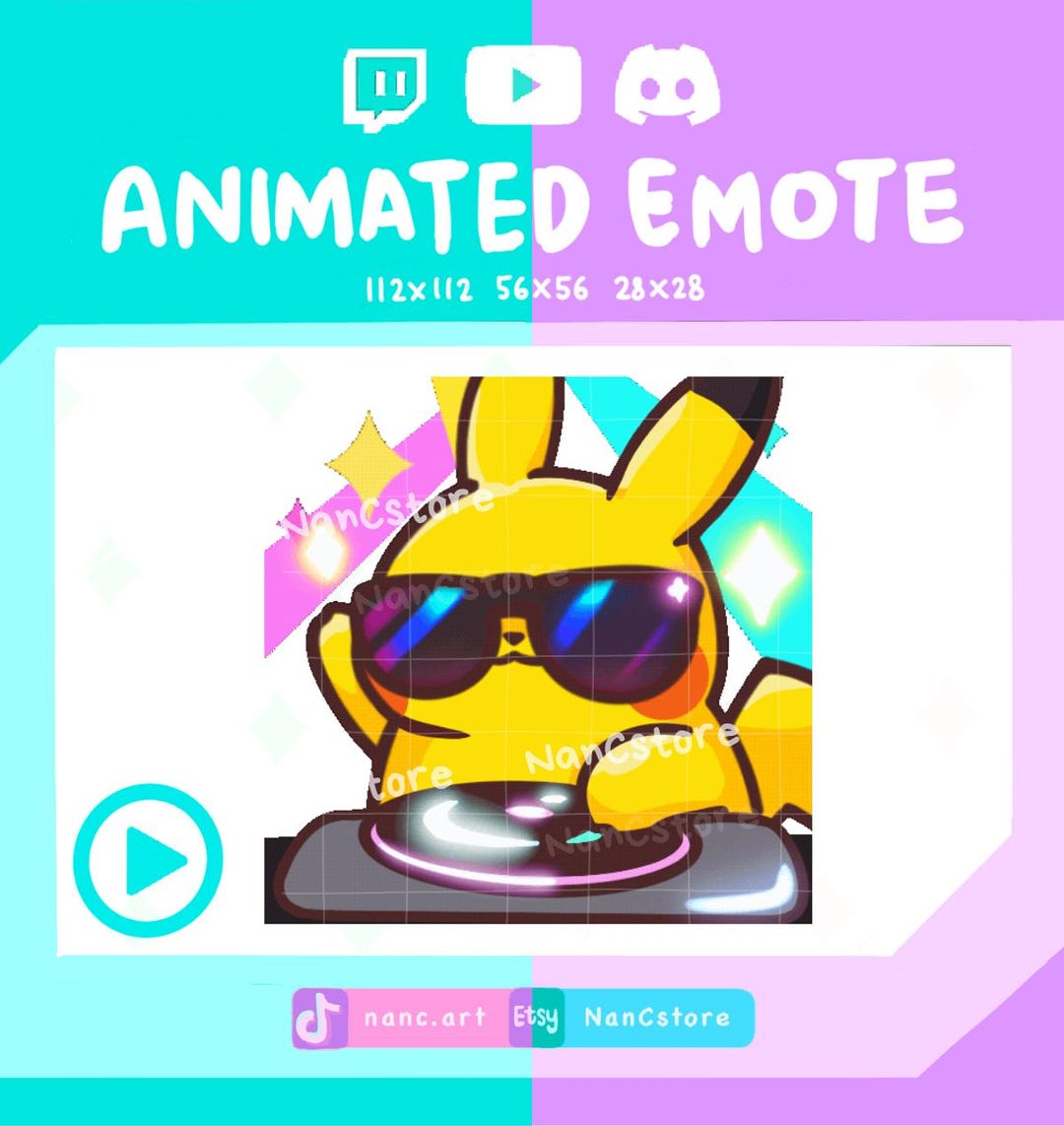 Vibing DJ Pikachu Animated Emotes | for Twitch and Discord | Music ...