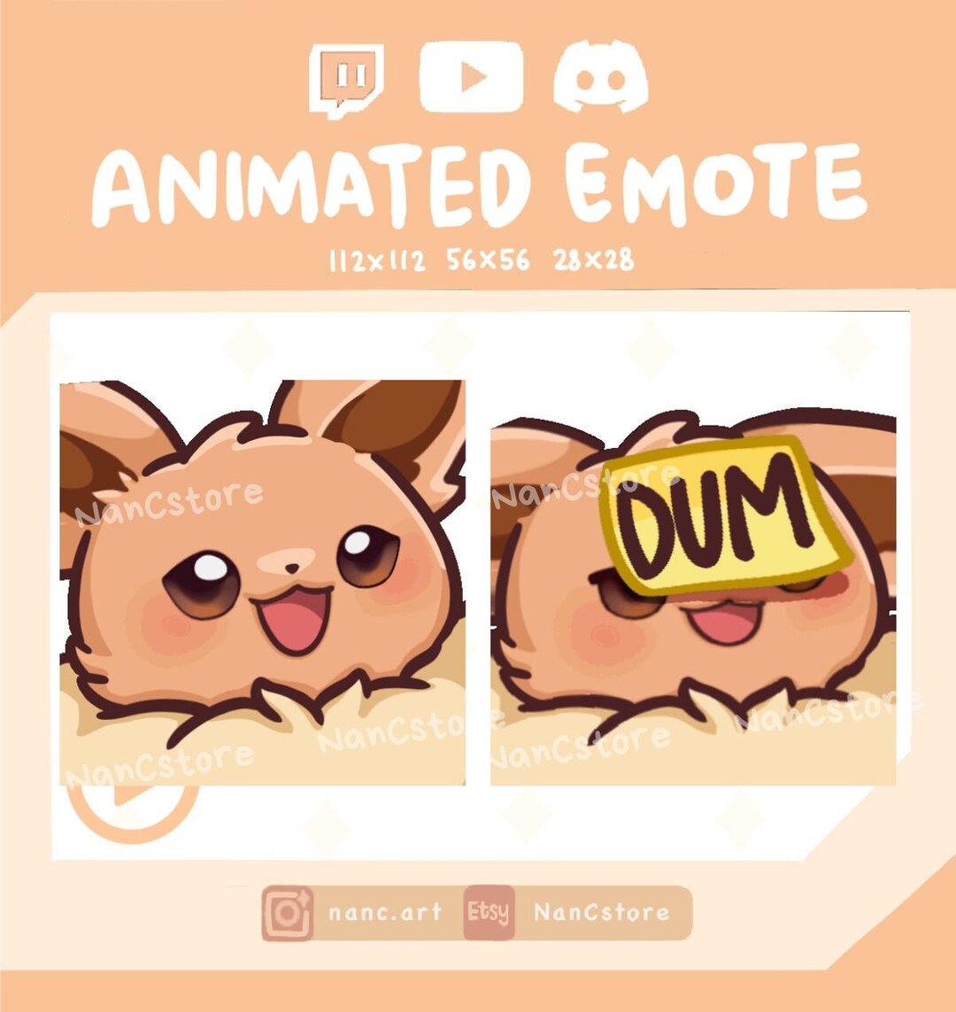 Eevee Animated Emotes | Twitch Discord Streaming | 3 Variations | DUM ...