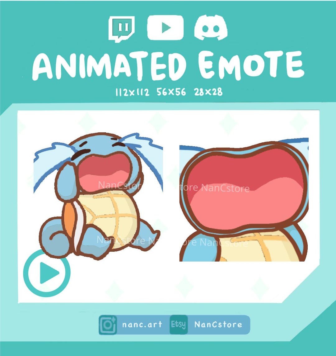 Animated Desperate Squirtle Emotes | Cute Turtle | Streaming Emoji ...