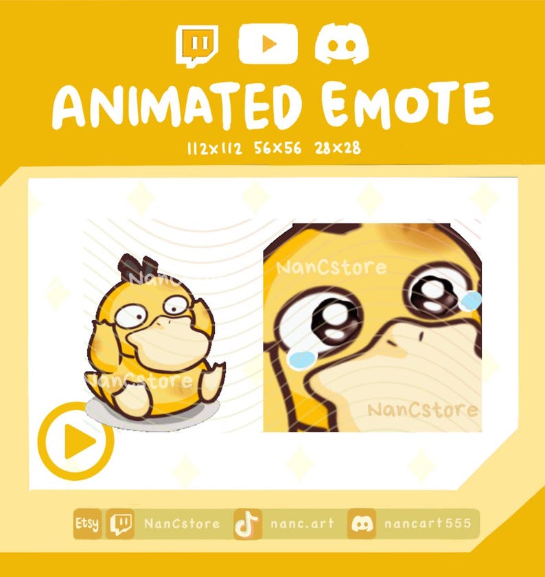 Sad Psyduck Crying Animated Emotes | Pokemon Duck Emoji | Twitch ...