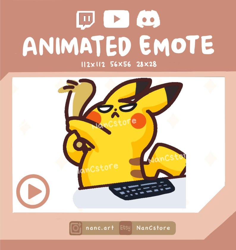 Animated Angry Pikachu Destroying Laptop and Keyboard With Stick Emotes ...