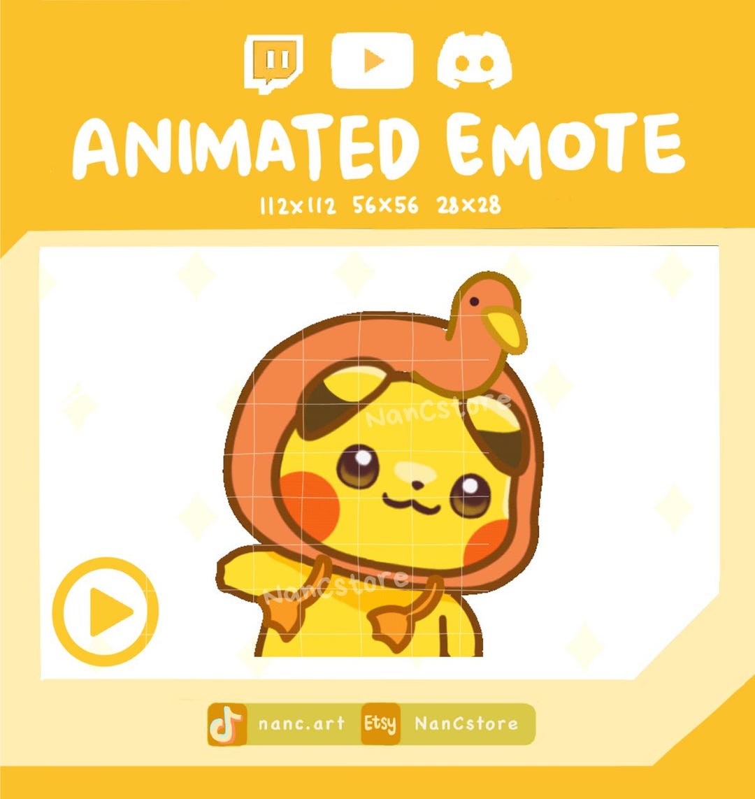 Kawaii Rainbow Duck Hat Pikachu Animated Emotes for Twitch and Discord ...