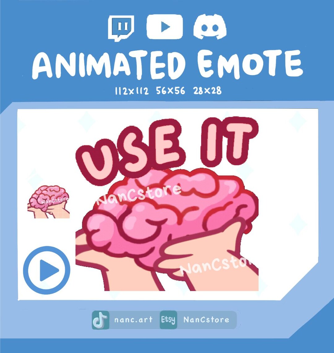 Offering a Brain Animated Emote | Kawaii Hand Emoji for Streaming ...