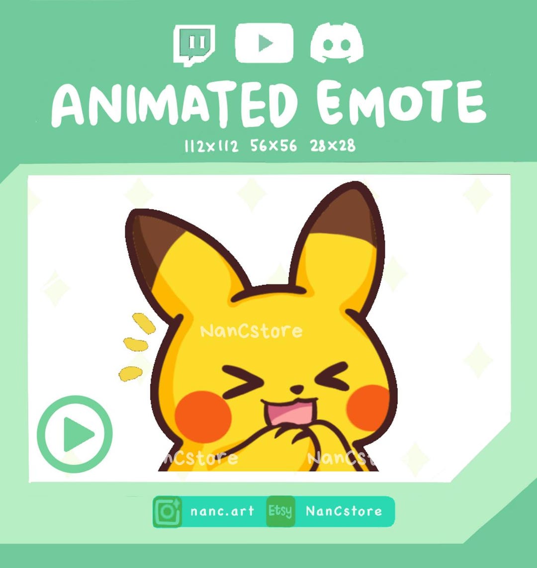 Animated Pikachu Emote: Laughing LOL - Streaming Emoji (GIF) - Etsy