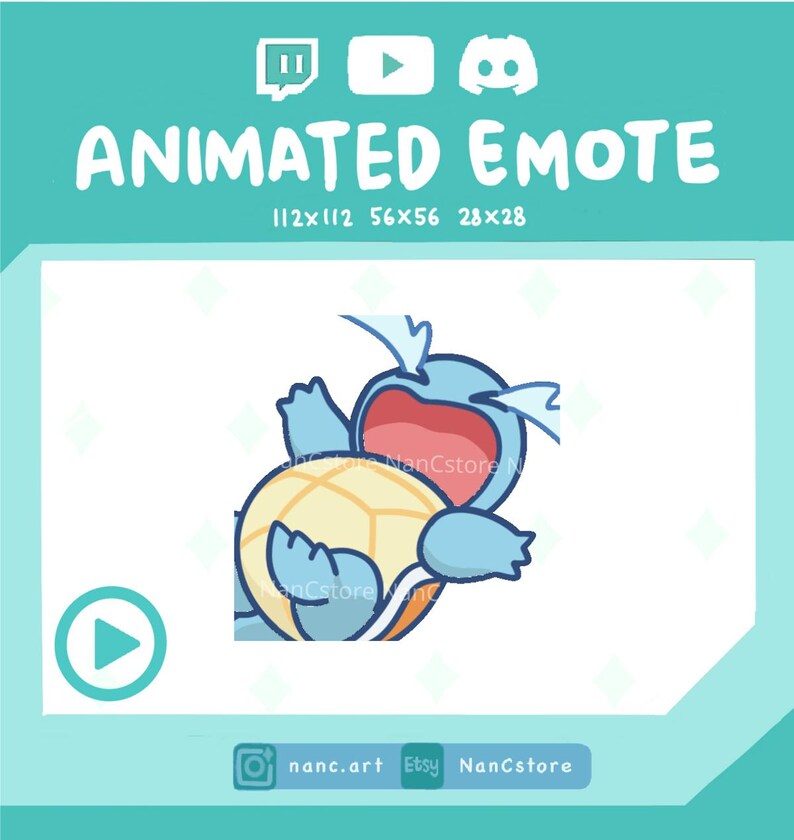 Animated Crying Sad Grumpy Squirtle Emotes | Cute Turtle | Streaming ...