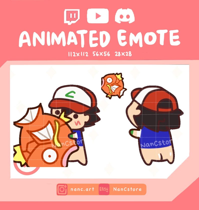 Animated Ash Dumping Magikarp Emotes | Engaging React Emoji | Cute ...