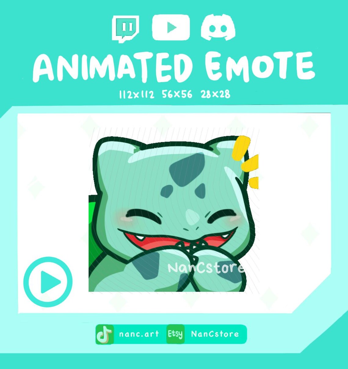 Adorable Bulbasaur Pokémon Emoji Emotes | Happy, Laughing, and Teasing ...