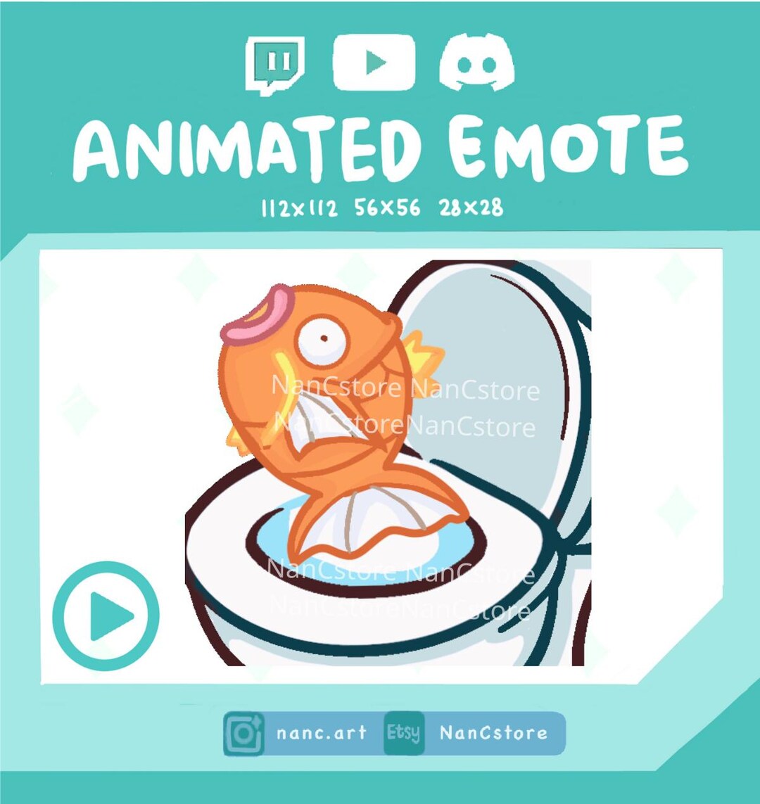 Animated Dumping Magikarp in Flushing Toilet Emotes | Kawaii Adorable ...